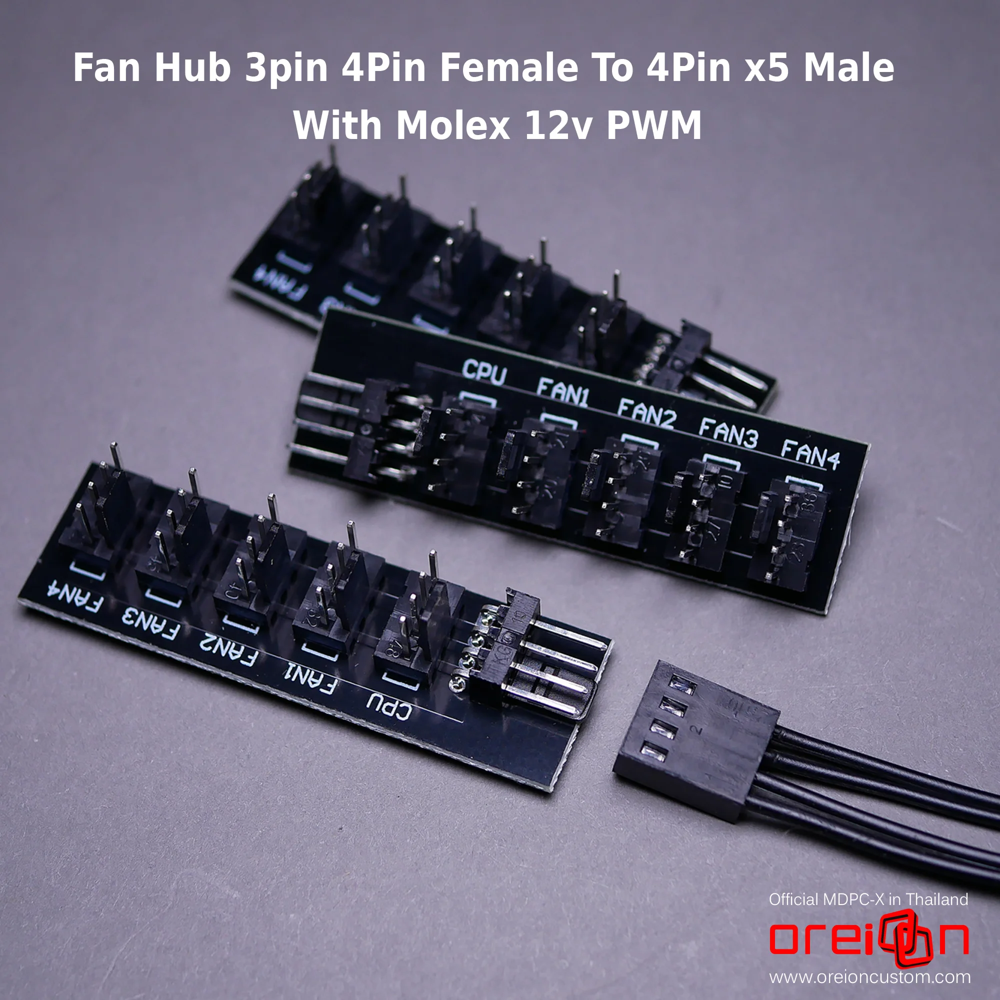 Fan Hub 3pin 4Pin PWM Female To 4Pin x5 Male With Molex