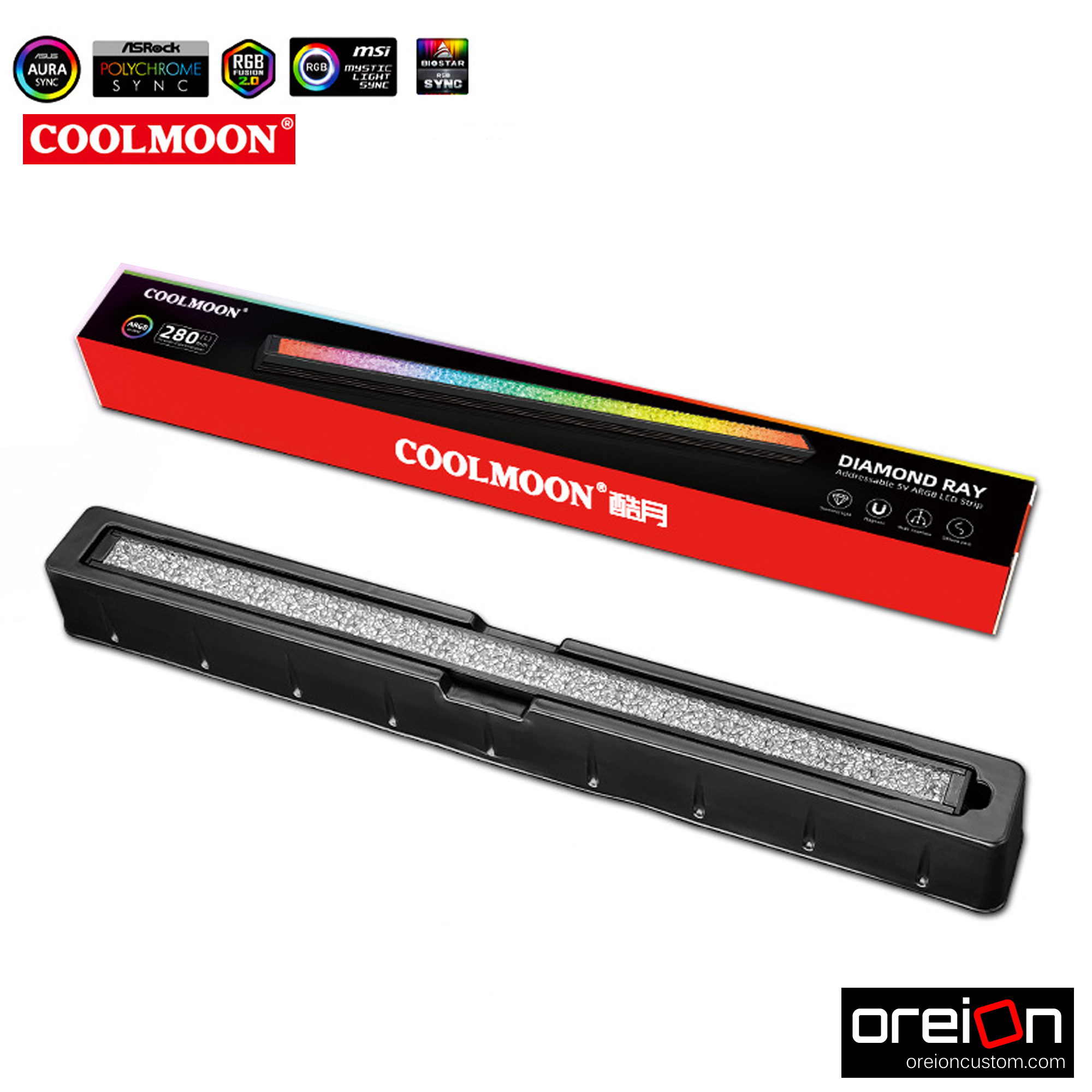 แท่งไฟ LIGHT BAR Diamond ray แต่งคอม COOLMOON 3pin ARGB